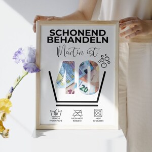 Personalized 40th Birthday Money Gift Poster, DIY Canva Template ...