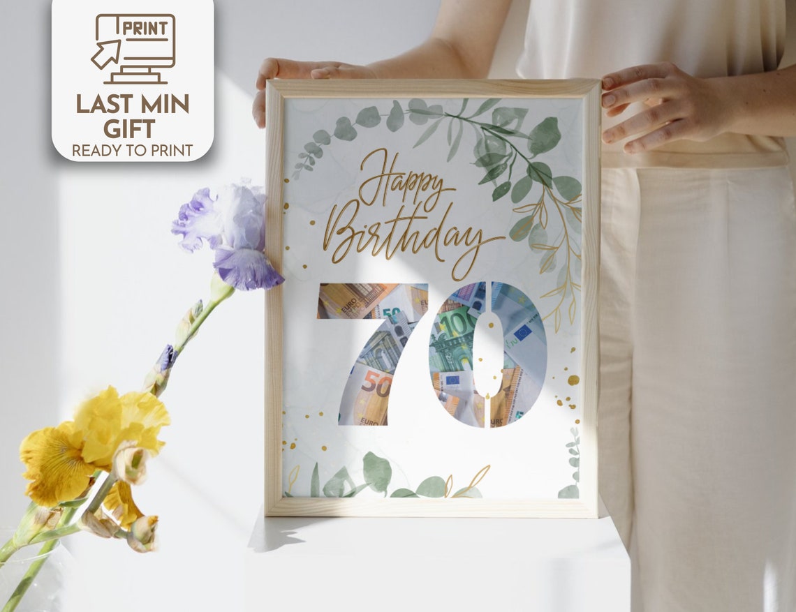 70th Birthday Money Gift Card, Printable PDF - Etsy