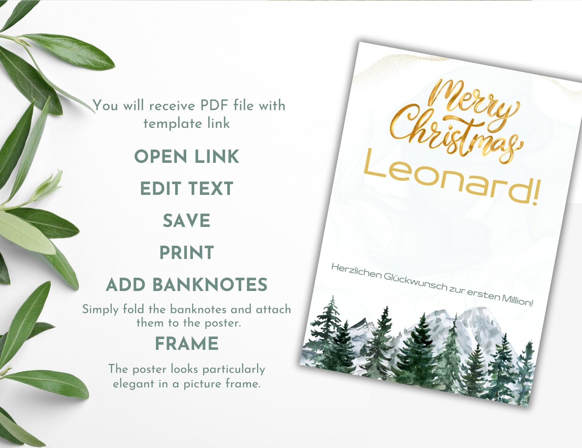 Christmas Money Gift Card, Personalized, DIY, Christmas Last Minute ...