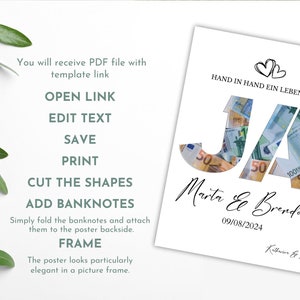Personalized Wedding Money Gift Card, DIY Canva Template (digital ...