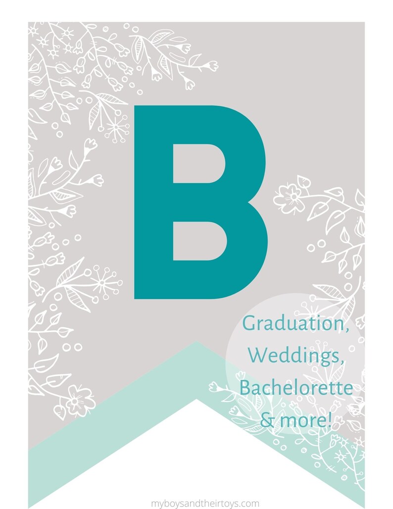 Printable DIY Banner, Floral Letters A-Z Banner, Party Banner Template ...