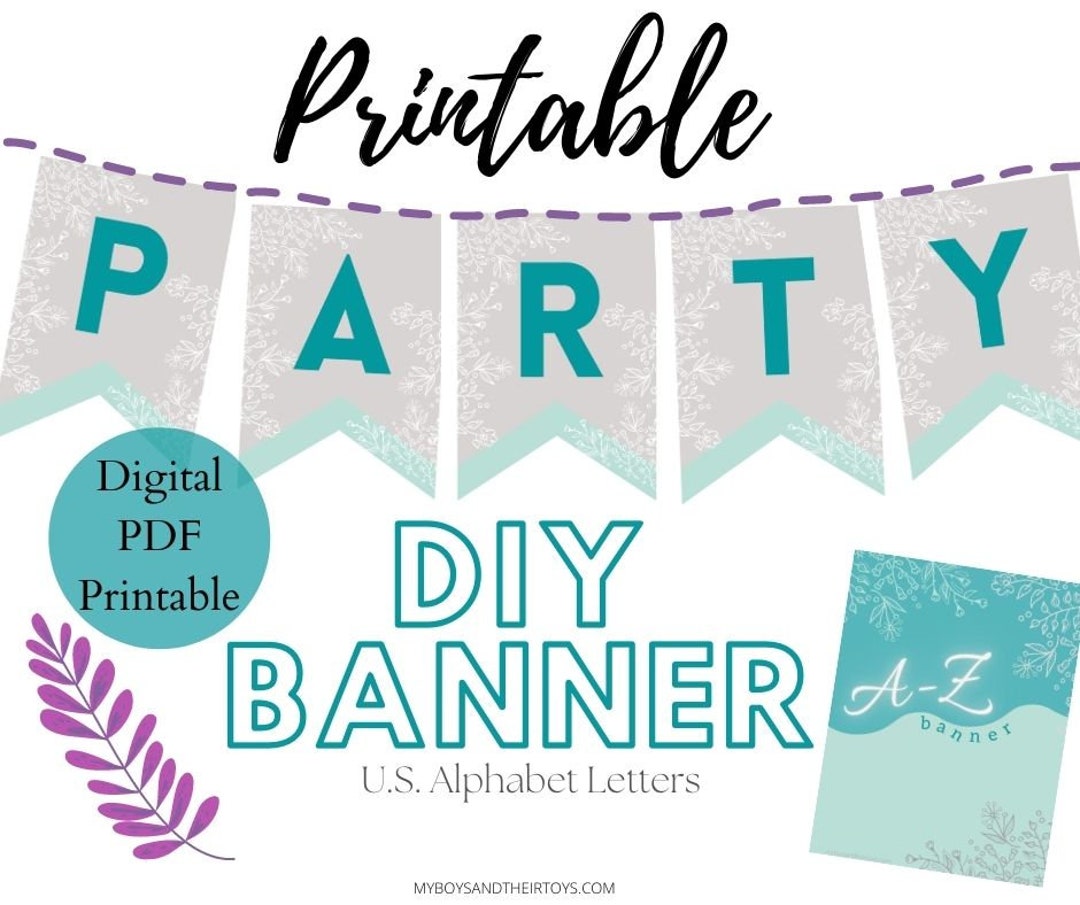 Printable DIY Banner, Floral Letters A-Z Banner, Party Banner Template ...