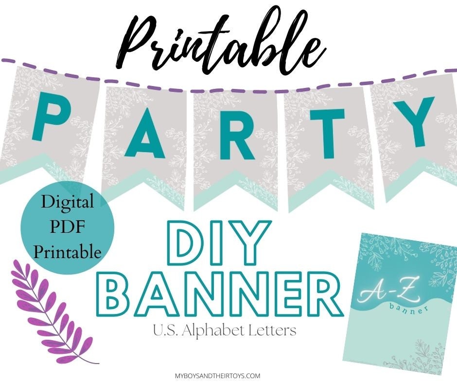 Printable DIY Banner, Floral Letters A-Z Banner, Party Banner Template ...