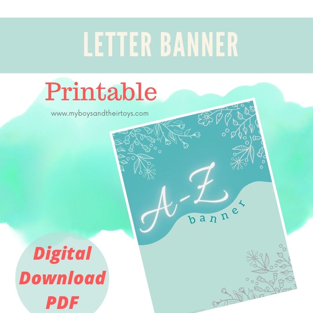 Printable DIY Banner, Floral Letters A-Z Banner, Party Banner Template ...
