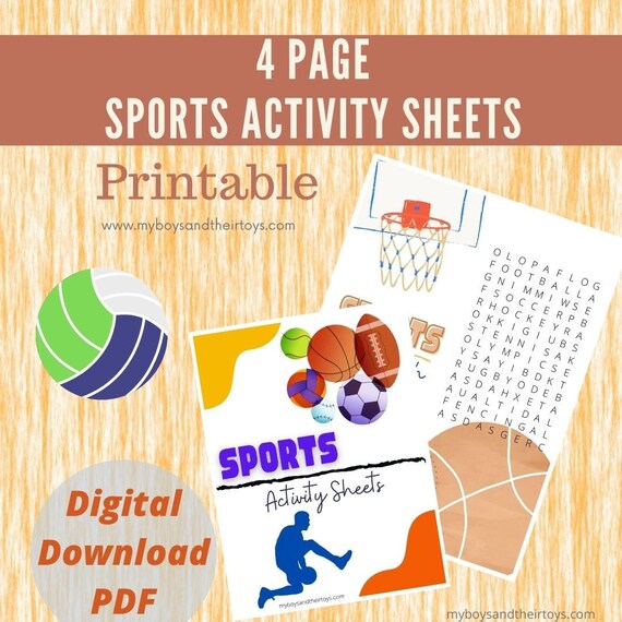 Printable Sports Coloring Sheets & Sports Activity Pages - Etsy