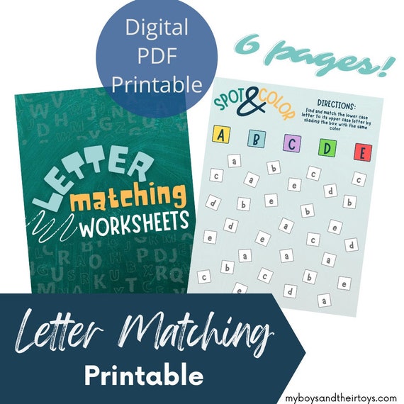 A-Z Letter Matching Worksheet Printable Uppercase Lowercase - Etsy