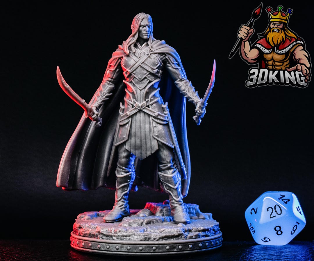 Drizzt Do'urden Miniature: 3D Printed Drow Ranger - Dnd Tabletop Gaming ...