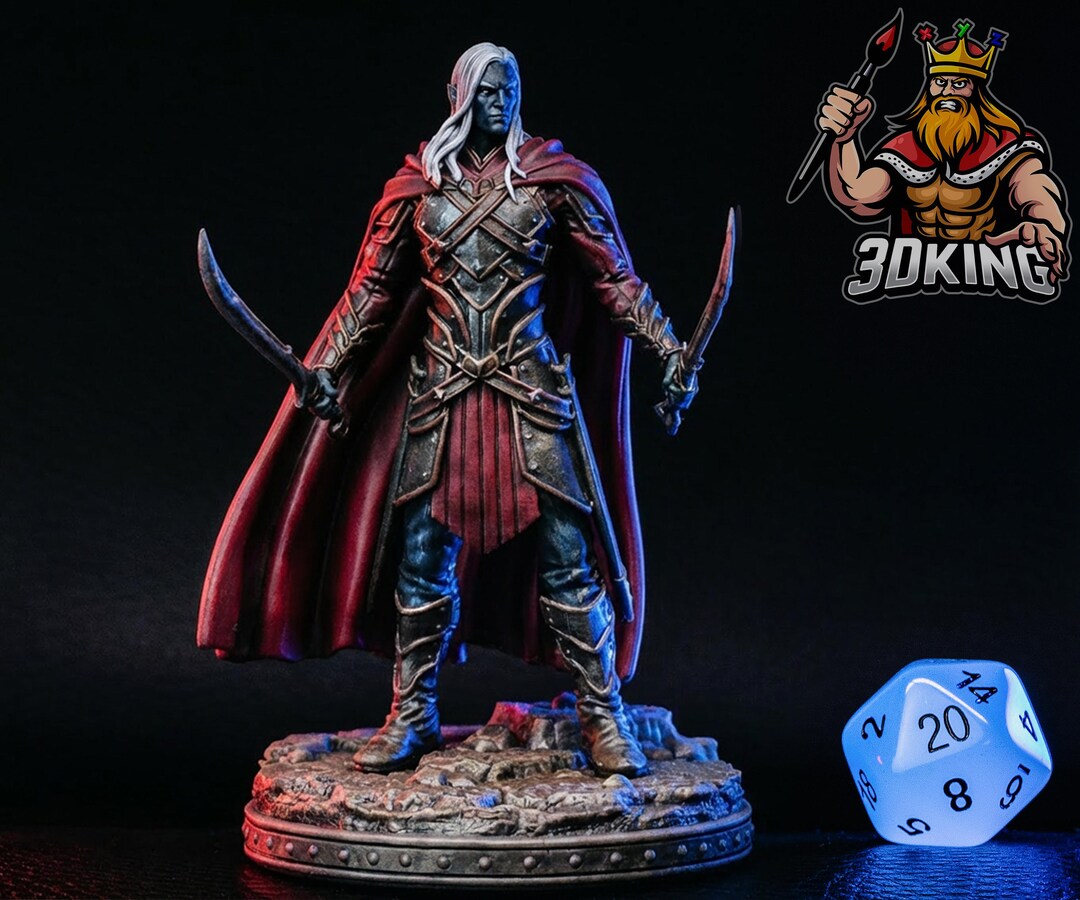 Drizzt Do'urden Miniature: 3D Printed Drow Ranger - Dnd Tabletop Gaming ...