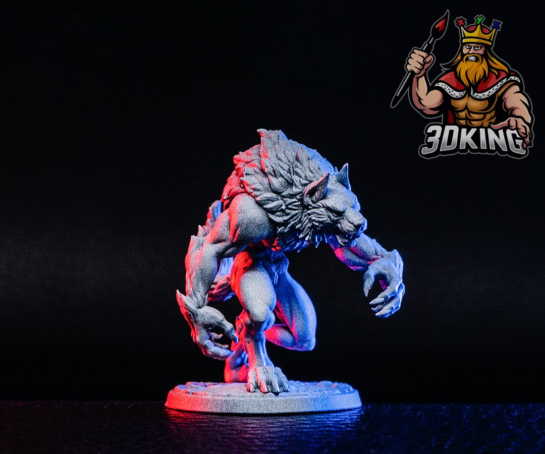 Resin Werewolf Miniature: 3D Printed Dnd Tabletop Gaming (28-32mm) - Etsy