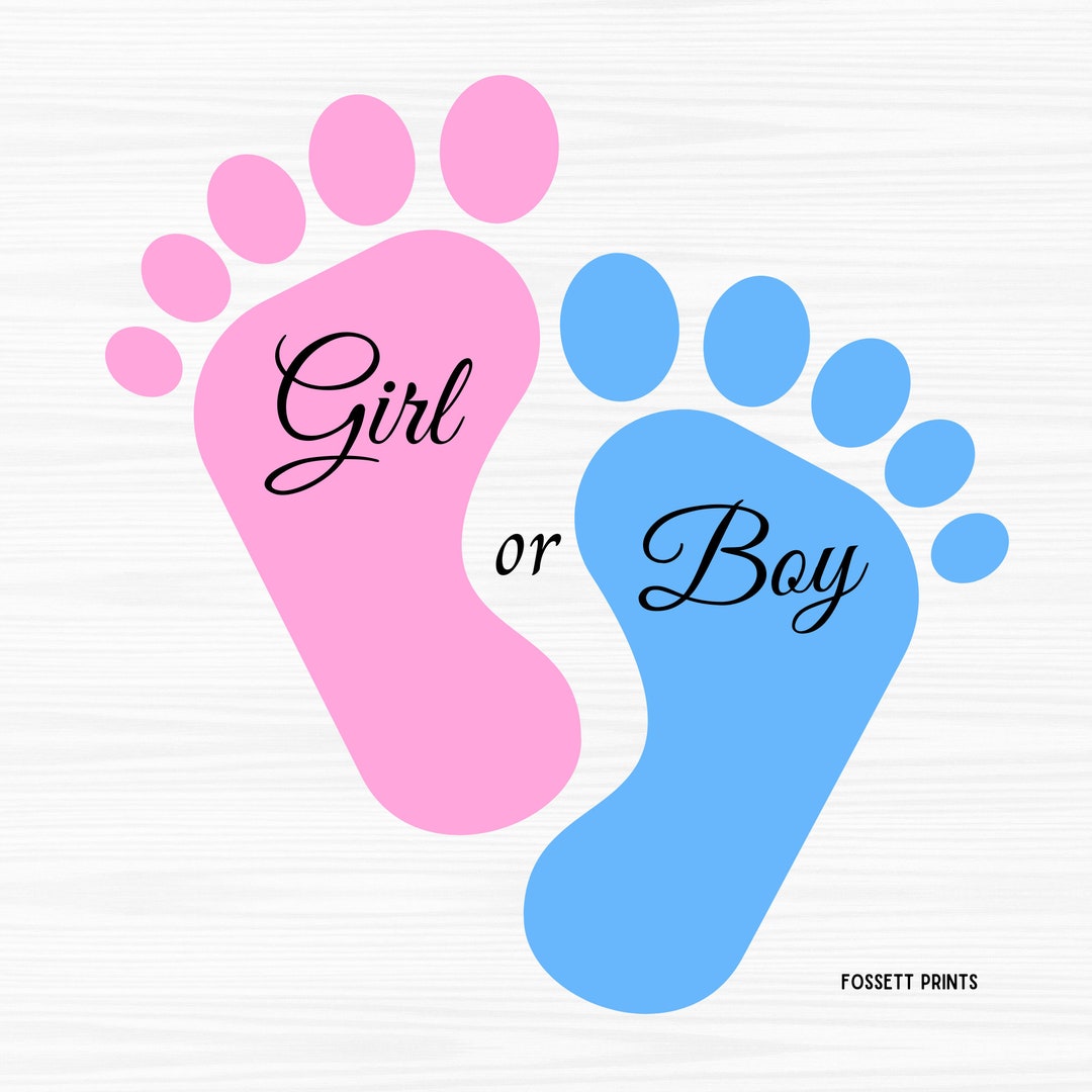 Gender Reveal Boy or Girl Footprints Blue and Pink Baby Feet - Etsy Australia