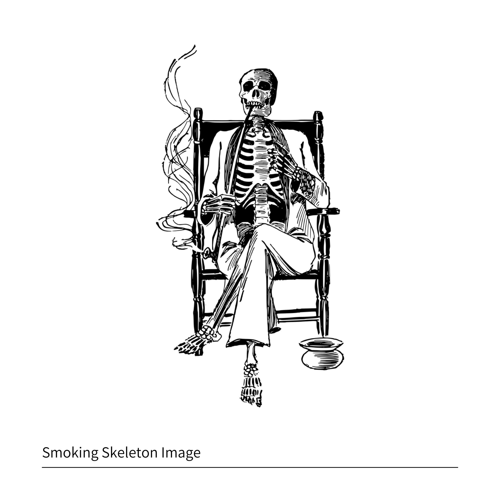 Skeleton Smoking Drawing