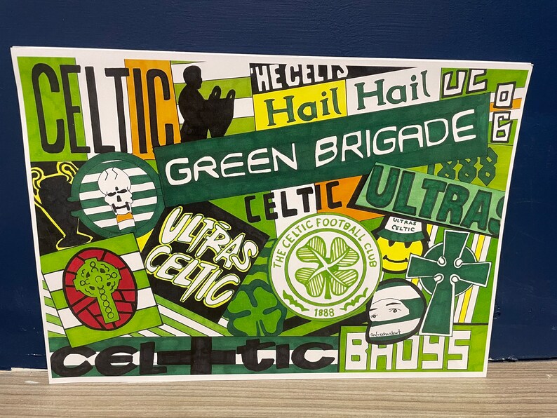 Celtic Football Club - Scottish Football - Glasgow - A4 Print - Artwork ...
