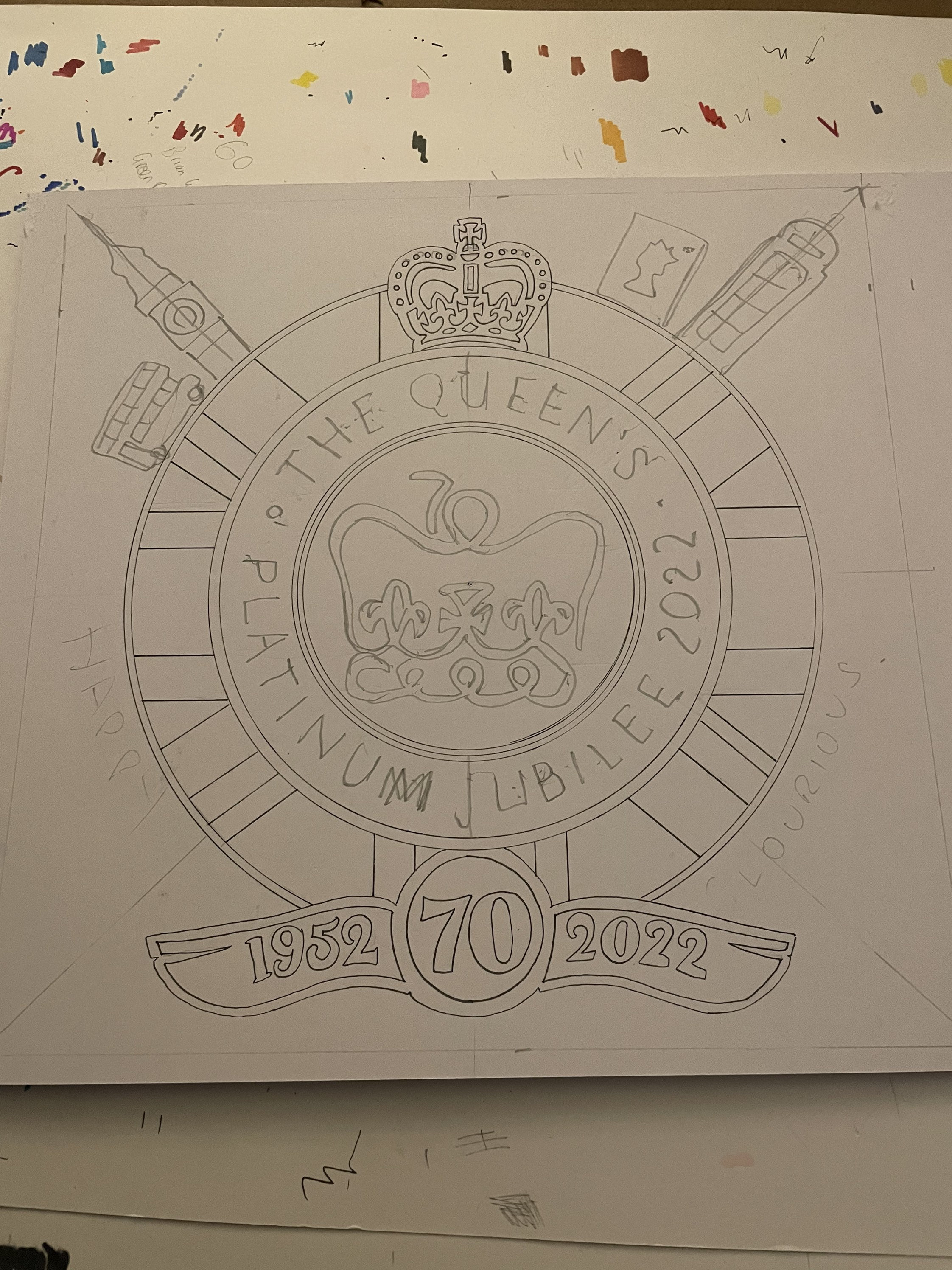 Queen Elizabeth Platinum Jubilee 2022 Hand Drawing Artwork. Tea Party ...