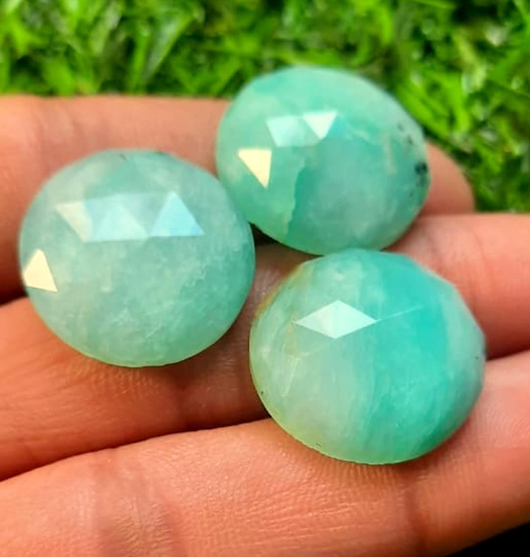 Peru Opal 100% Natural Peru Opal Rose Cut Flat Backs Round Shape Lot ...