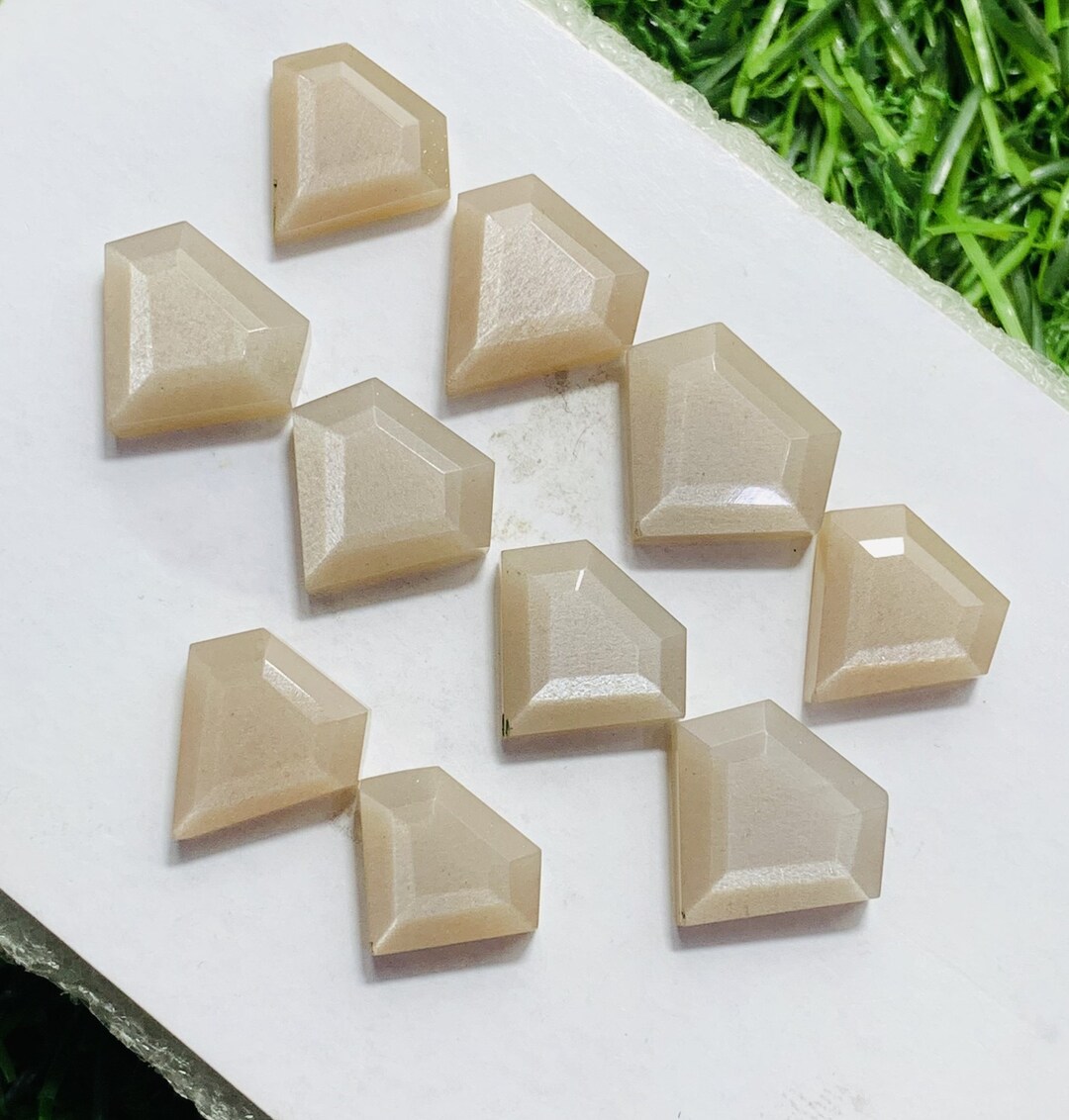 Moonstone, Natural Pitch Moonstone, Step Cut Fancy Shape Flat Backs Lot ...