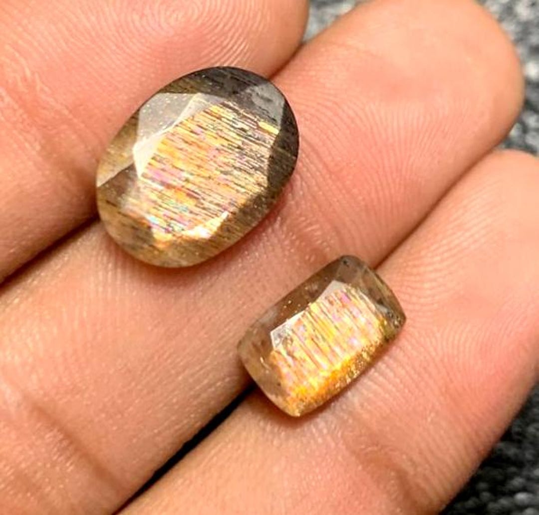 Faceted Cut Rainbow Meteor Shower Natural Sunstone Mix Shape Lot ...