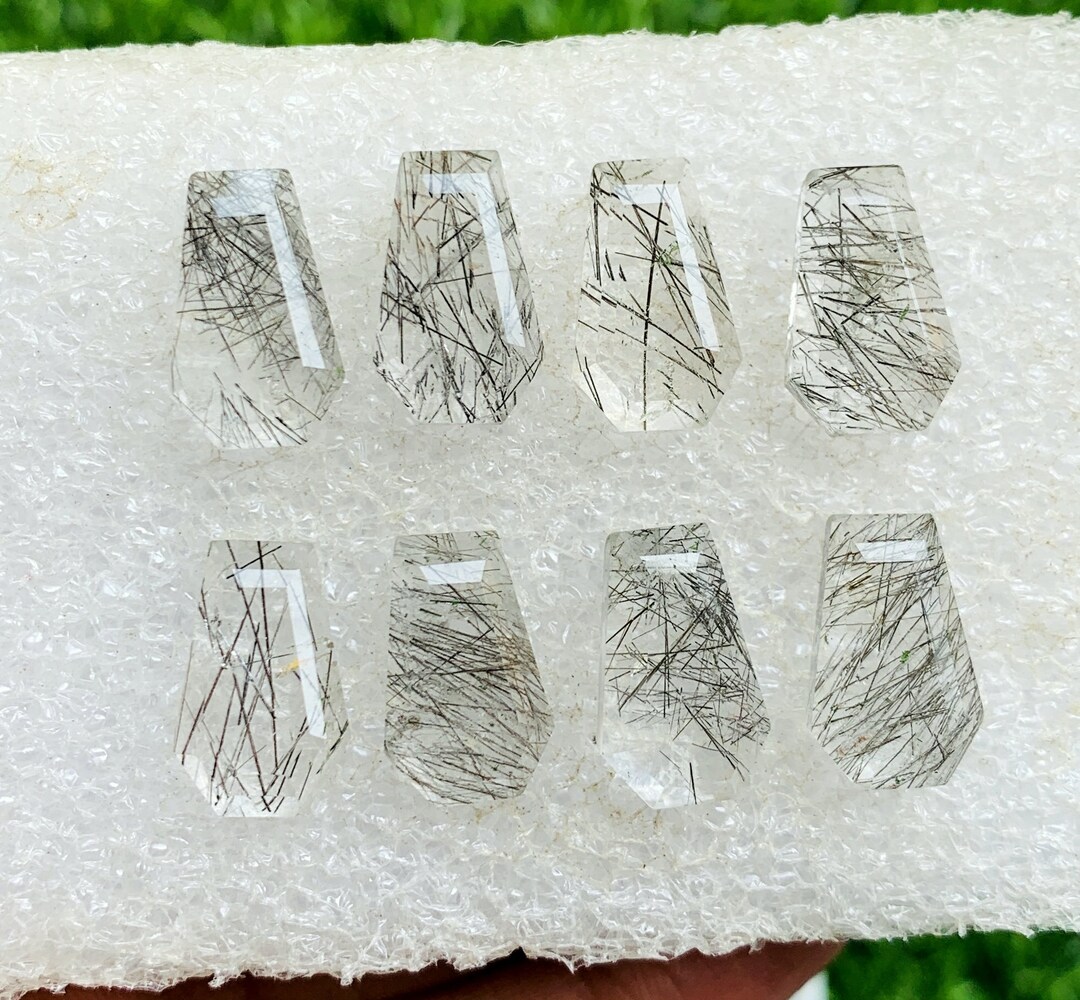 Rutile Natural Black Rutile Step Cut Fancy Shape Flat Backs Lot ...