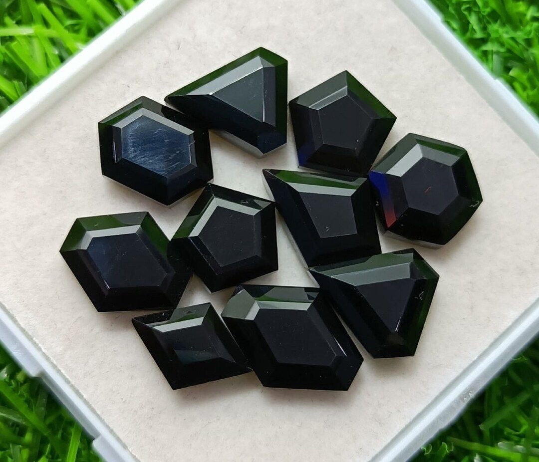Onyx Natural Black Onyx Step Cut Fancy Shape Flat Backs Lot Gemstone ...