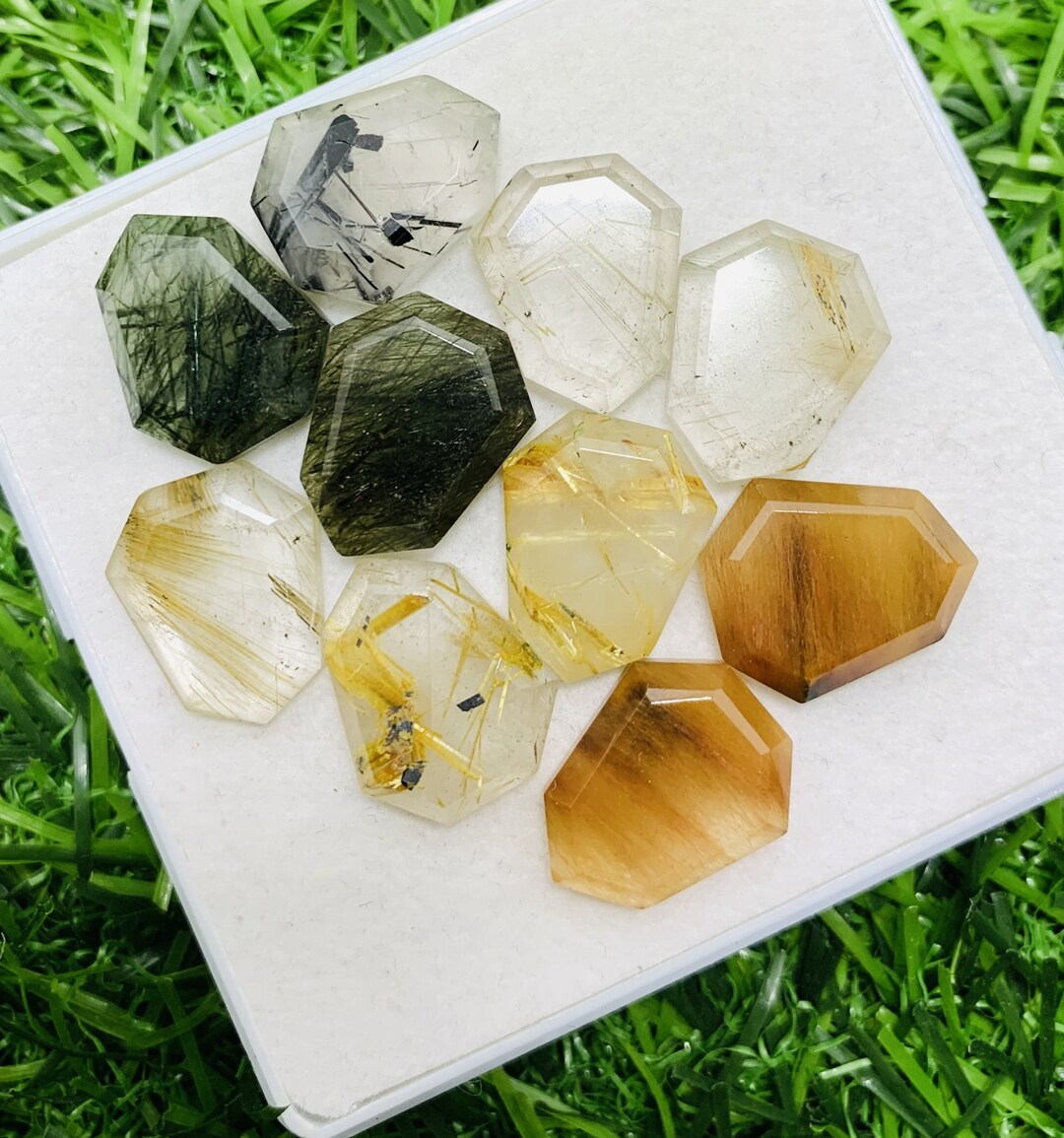 Rutile Natural Multi Rutile Step Cut Fancy Shape Flat Backs Lot ...