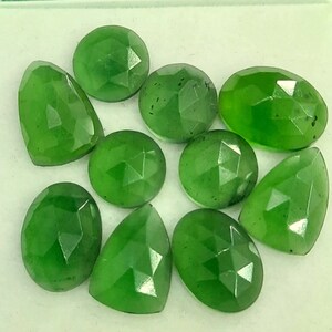 100% Natural Green Serpentine Rose Cut Flat Back Mix Shape Lot Gemstone ...