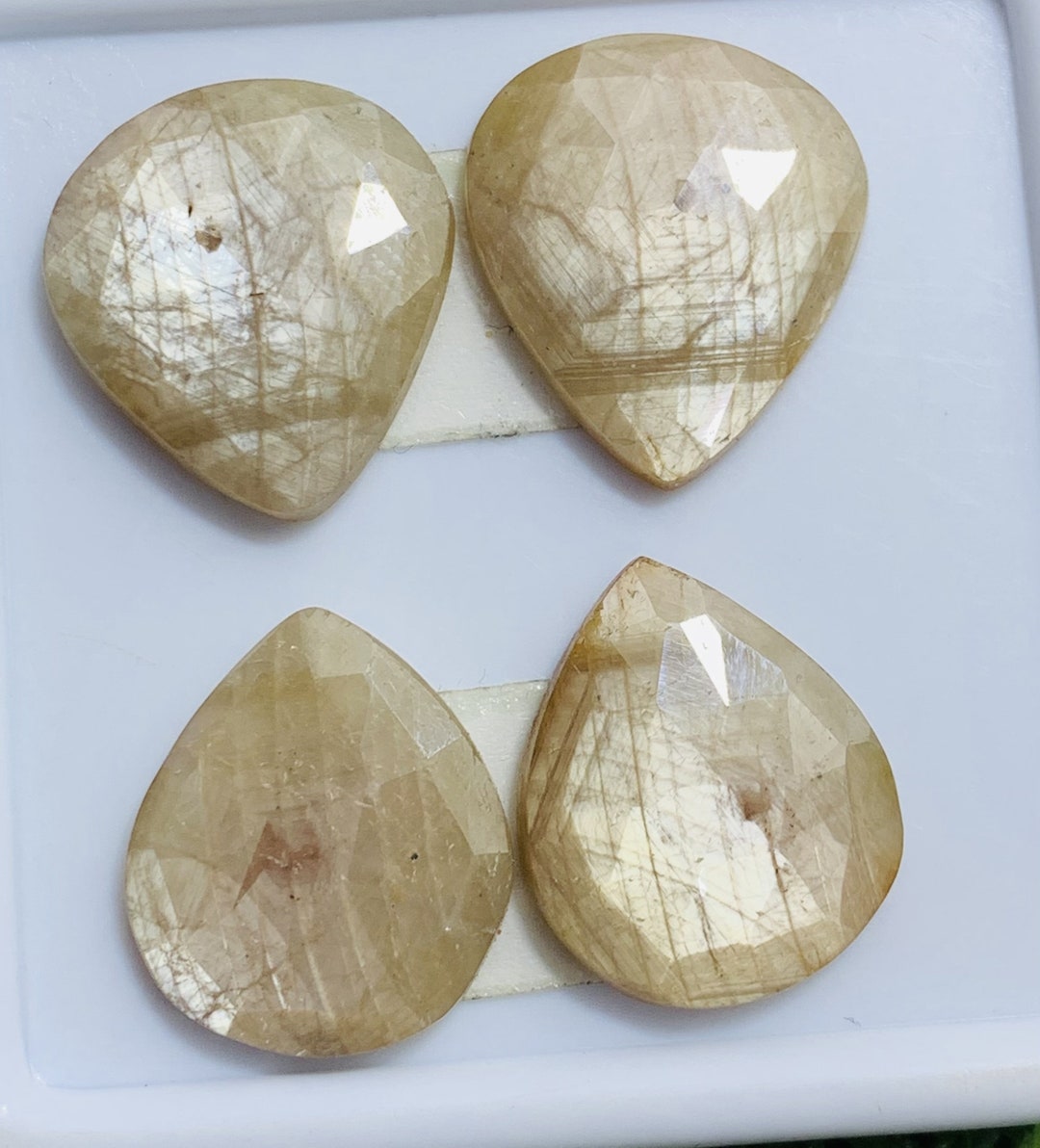 100% Natural Yellow Star Sapphire, Rose Cut Fancy Shape Flat Back Pair ...
