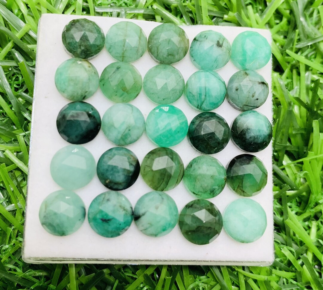 Emerald 100% Natural Emerald Green Color Emerald Rose Cut Round Shape ...