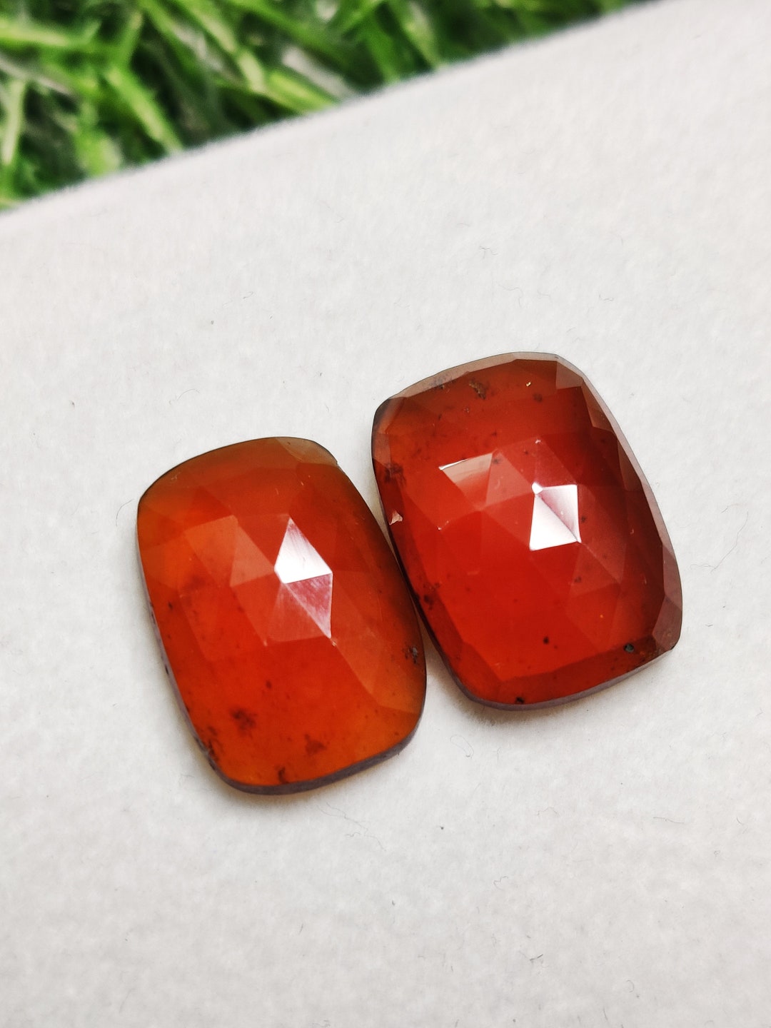 Natural Hessonite Garnet Rose Cut Octagon Shape Flat Backs Lot Gemstone ...
