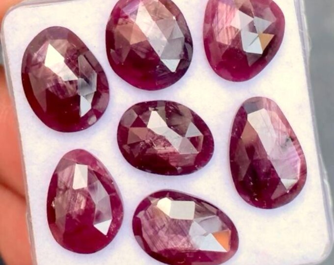 100% Natural Ruby Silk Sapphire, Rose Cut Fancy Shape Flat Back Lot ...