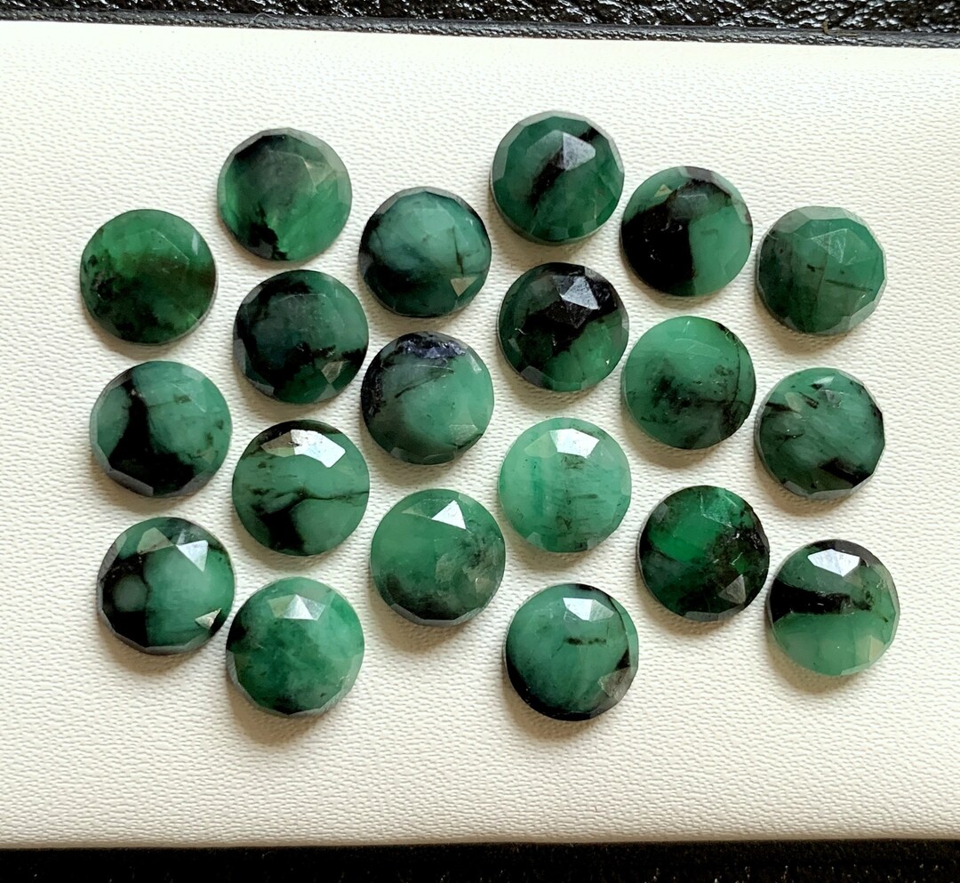 Natural Emerald Rose Cut Gemstone Lot, Green Round Stones, 35.90 Carat ...