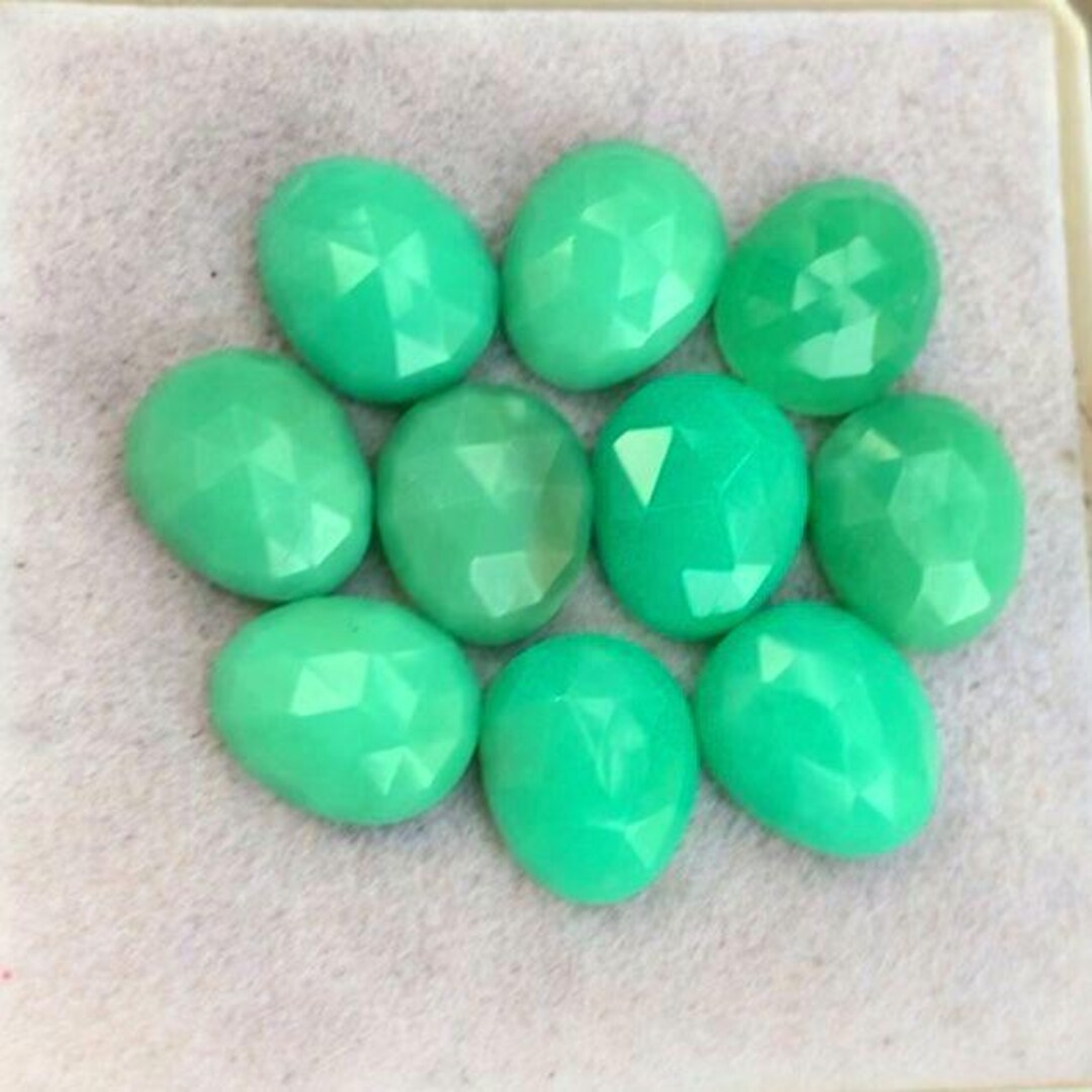 100% Natural Chrysoprase Rose Cut Fancy Shape Flat Backs Lot Gemstone ...