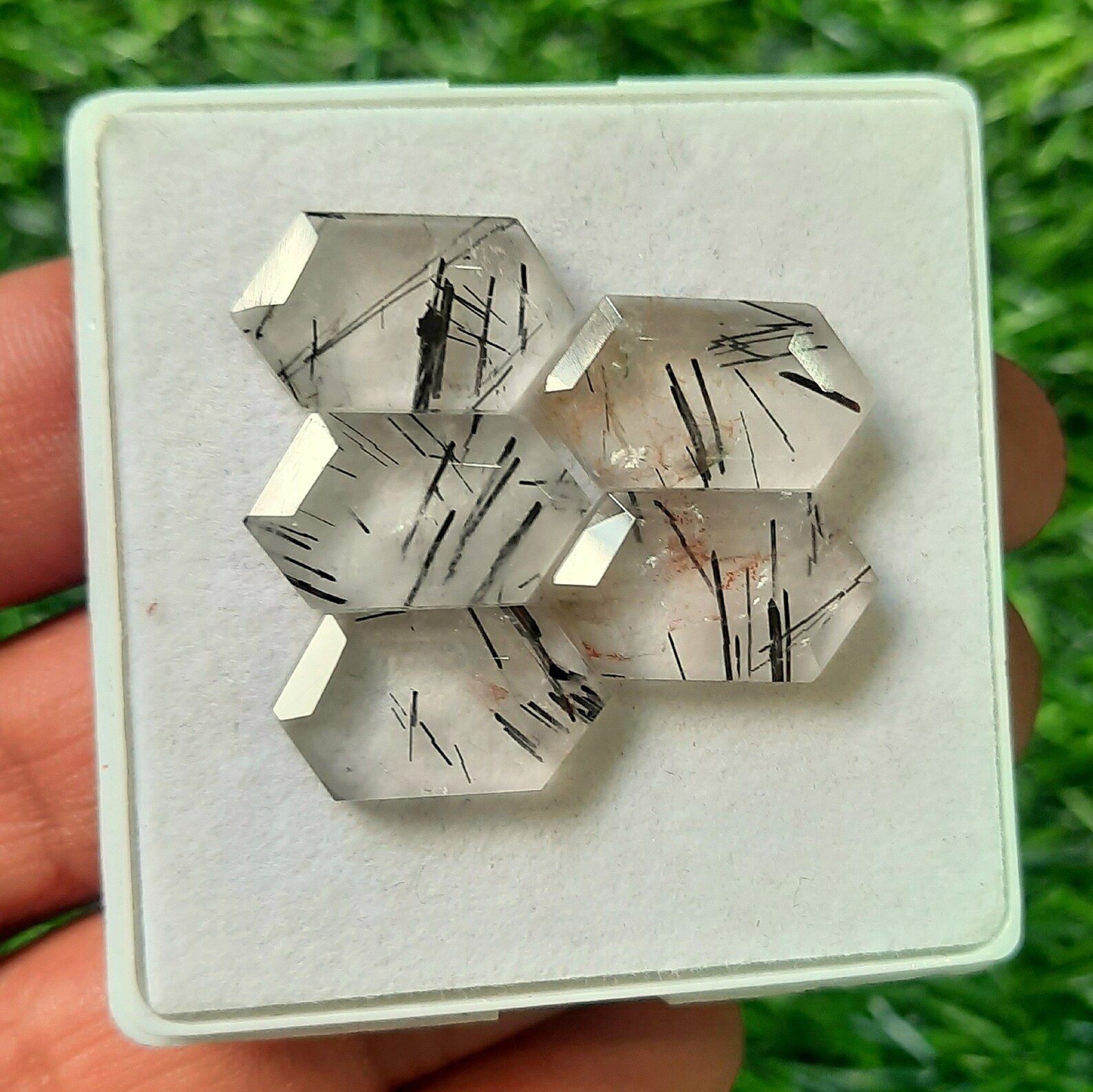 Rutile 100% Natural Black Rutile Step Cut Hexagon Flat Backs - Etsy