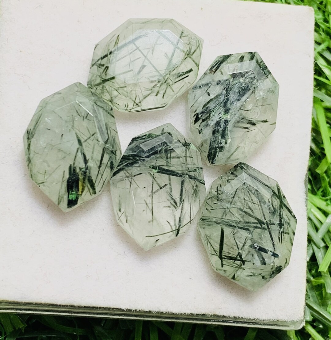 Rutile Natural Green Rutile Step Cut Fancy Shape Flat Backs Lot ...