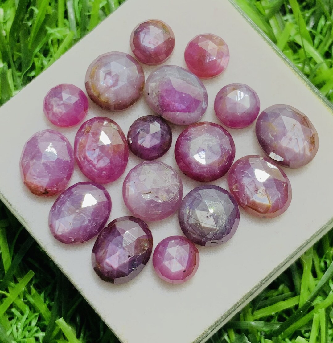 Sapphire, Natural Ruby Star Sapphire, Rose Cut Mix Shape Flat Backs Lot ...