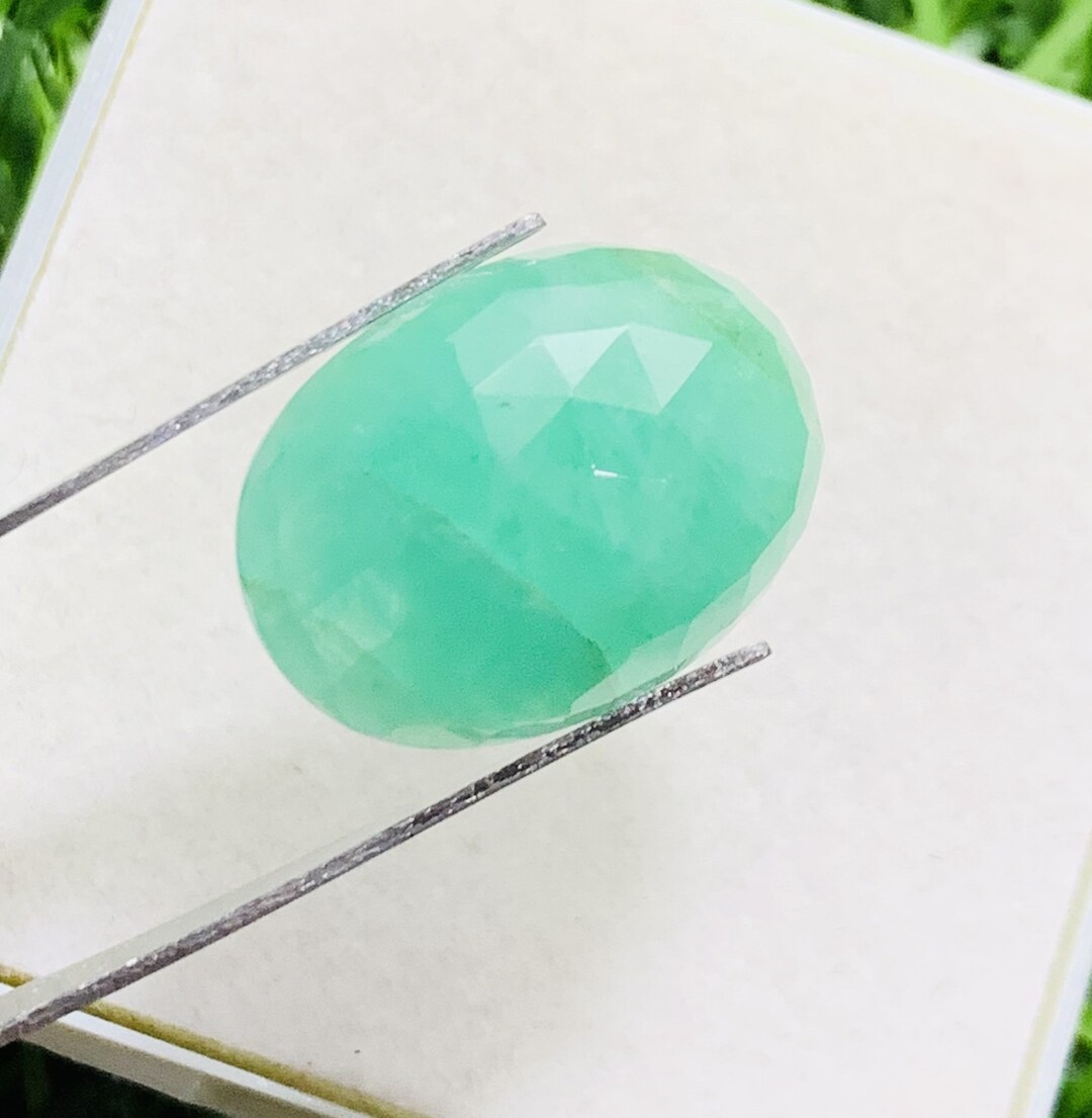 Natural Emerald Green Rose Cut Gemstone: Oval Flat Back (18x13 Mm) - Etsy