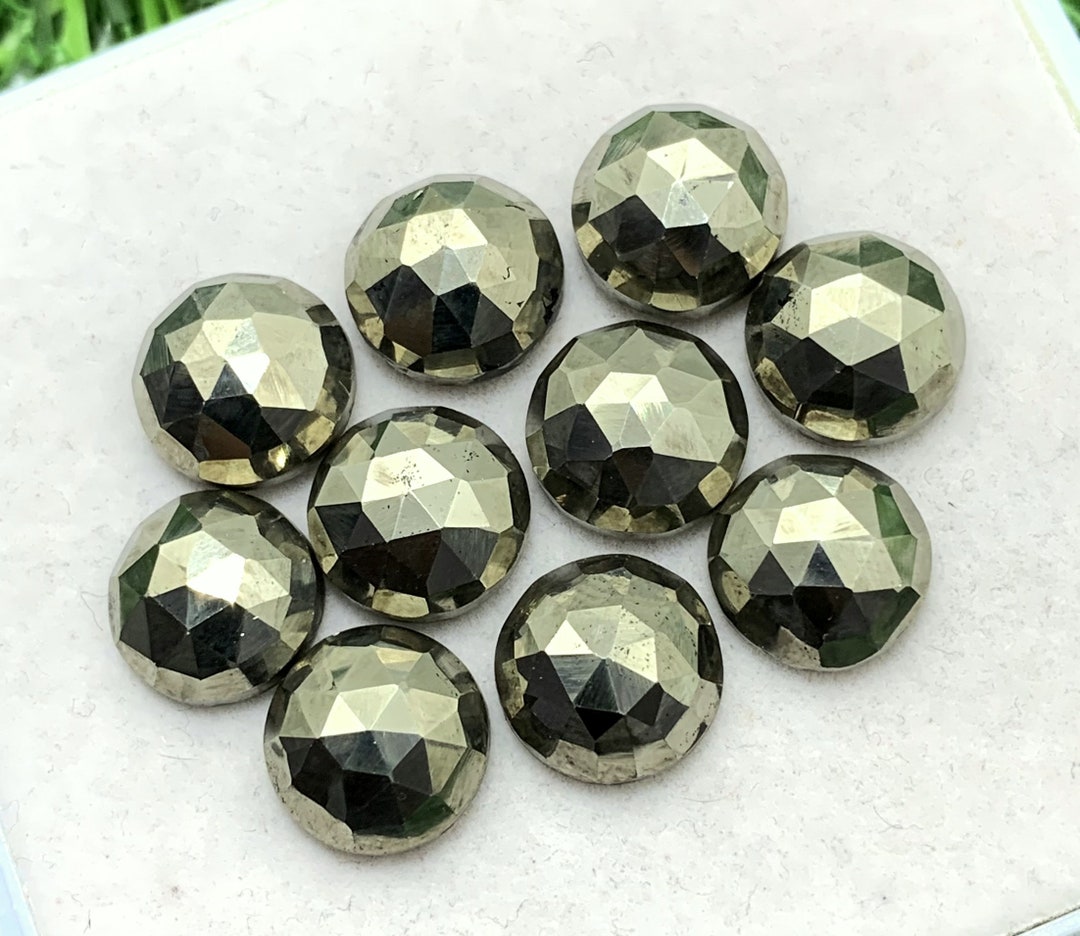 Pyrite, Natural Golden Color Pyrite, Rose Cut Round Shape Flat Backs ...