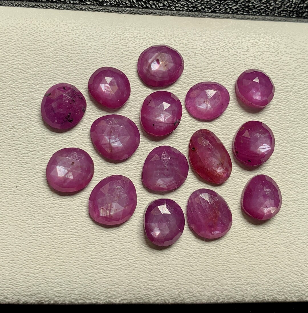 100% Natural Ruby Star Sapphire Rose Cut Round Shape Flat Backs Lot ...