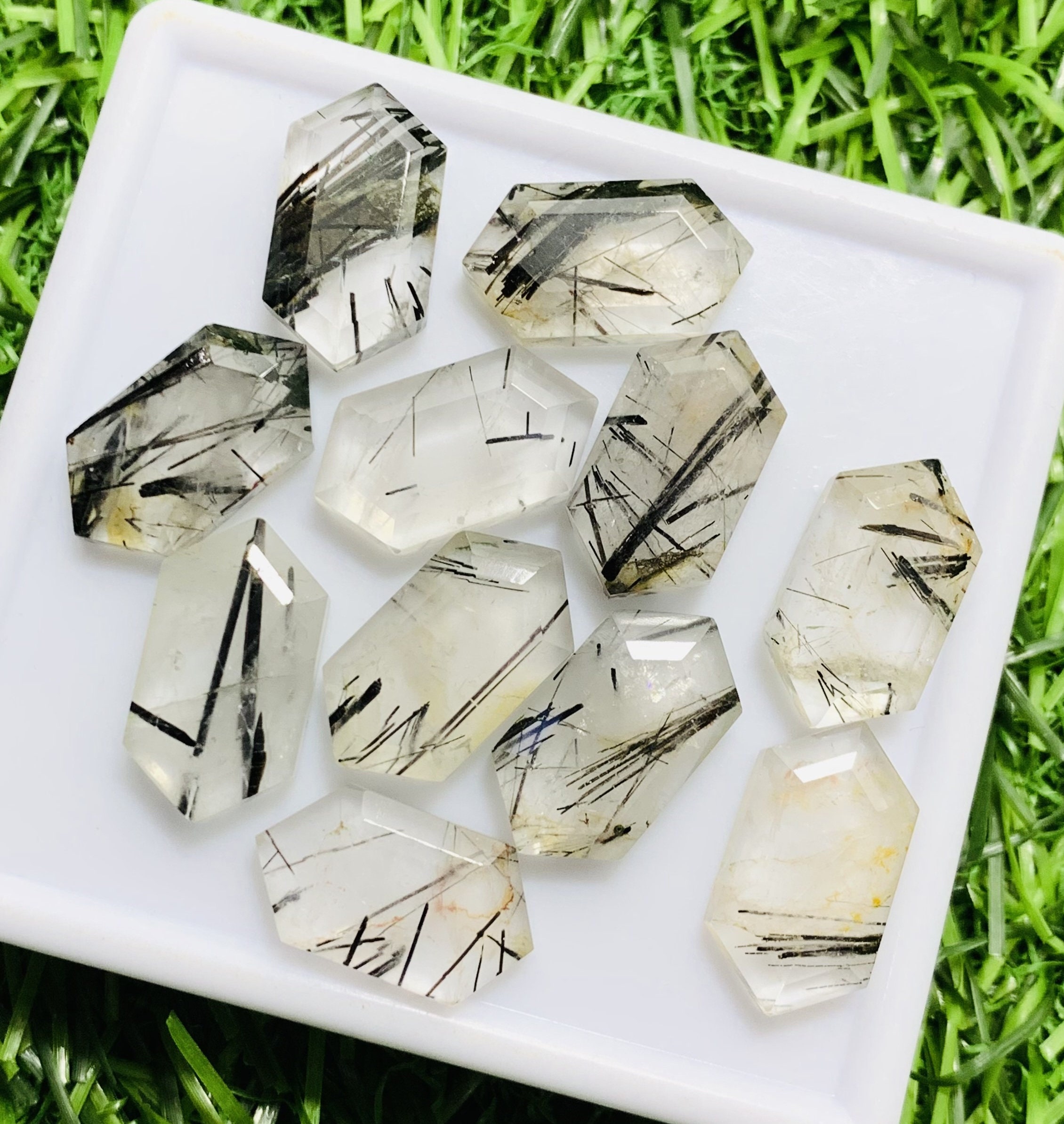 100% Natural Black Rutile Step Cut Hexagon Shape Flat Backs - Etsy