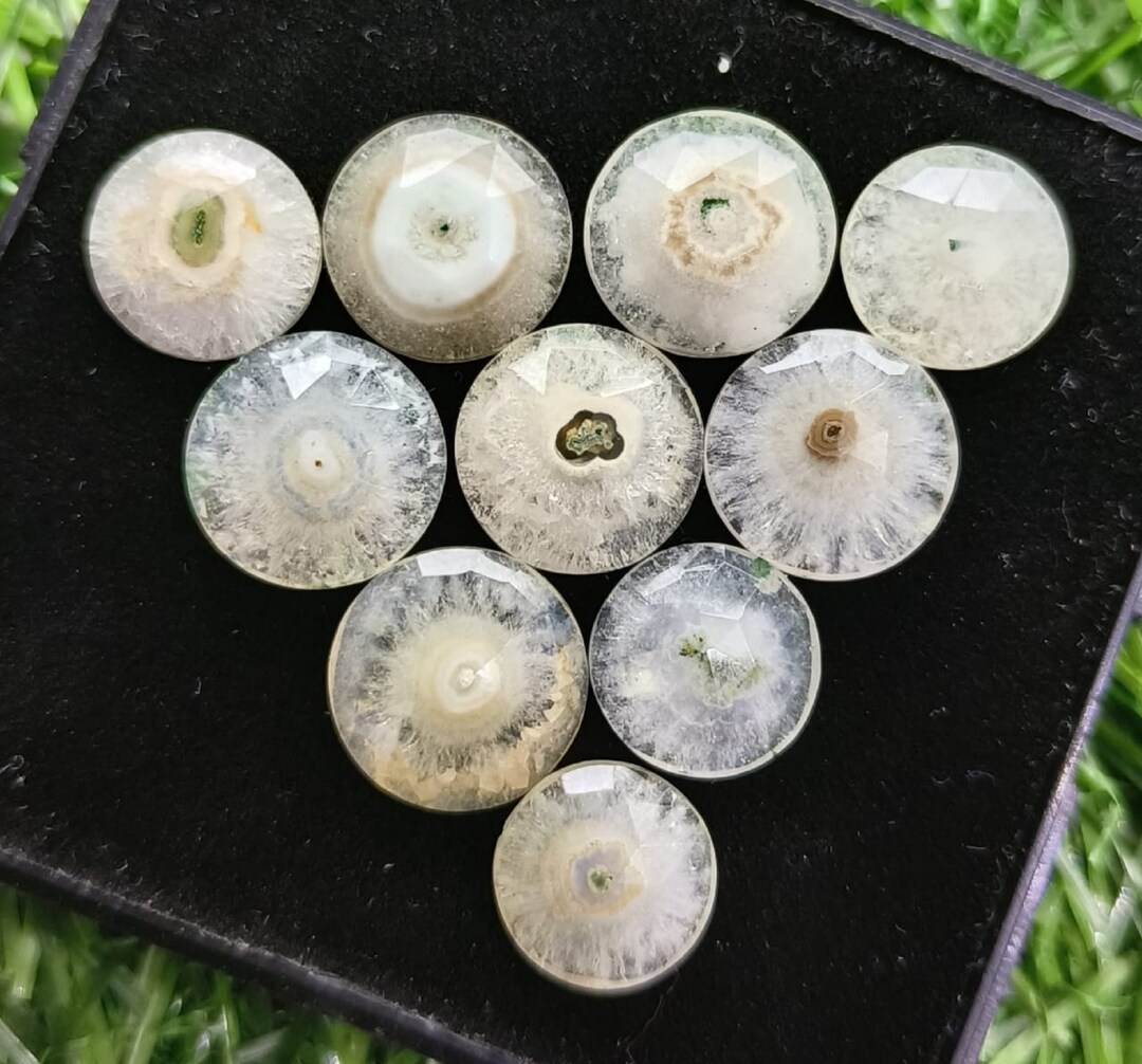 Genuine & 100% Natural Solar Quartz Rose Cut Round Shape Flat Backs Lot ...