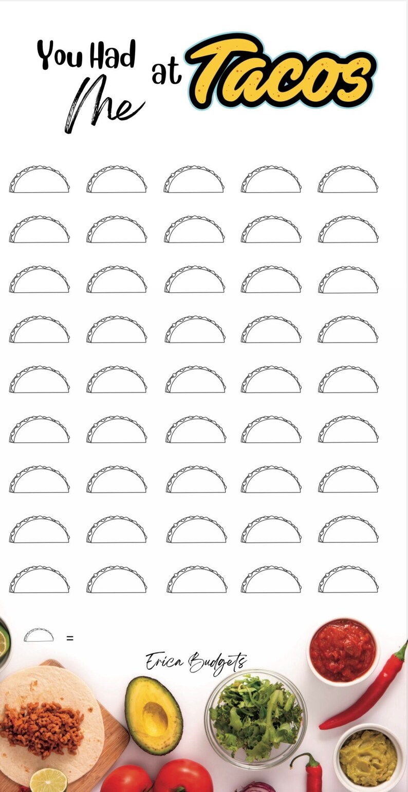 Tacos Savings Challenge - Fits A6 - Etsy