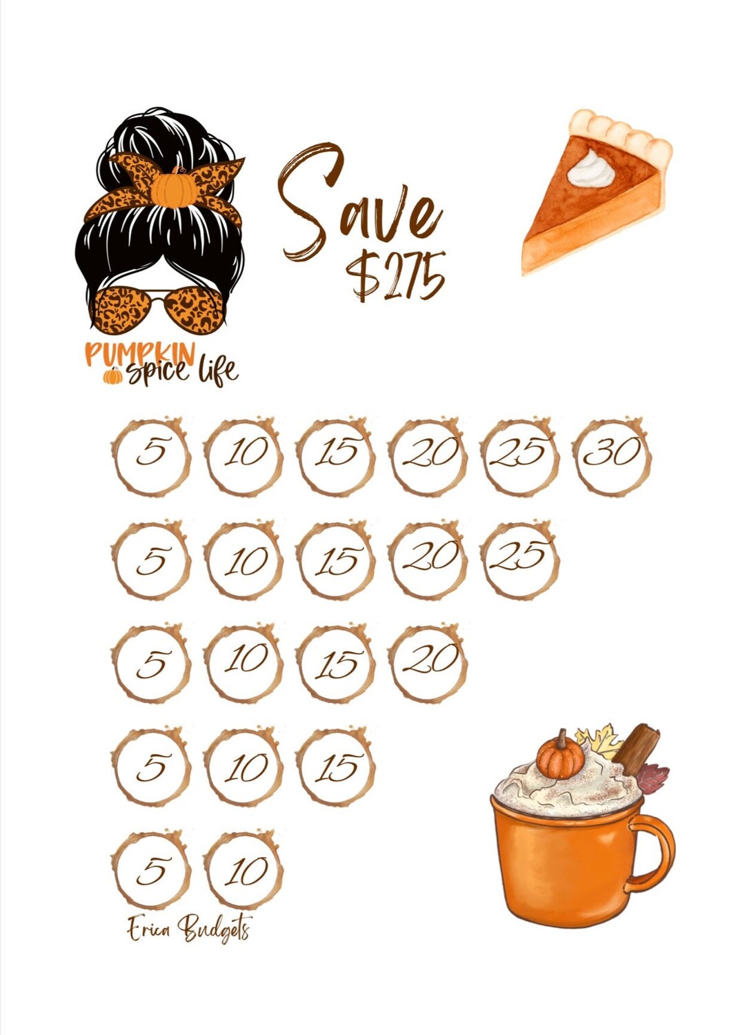 Fall Savings Challenge - Fits A5 - Etsy