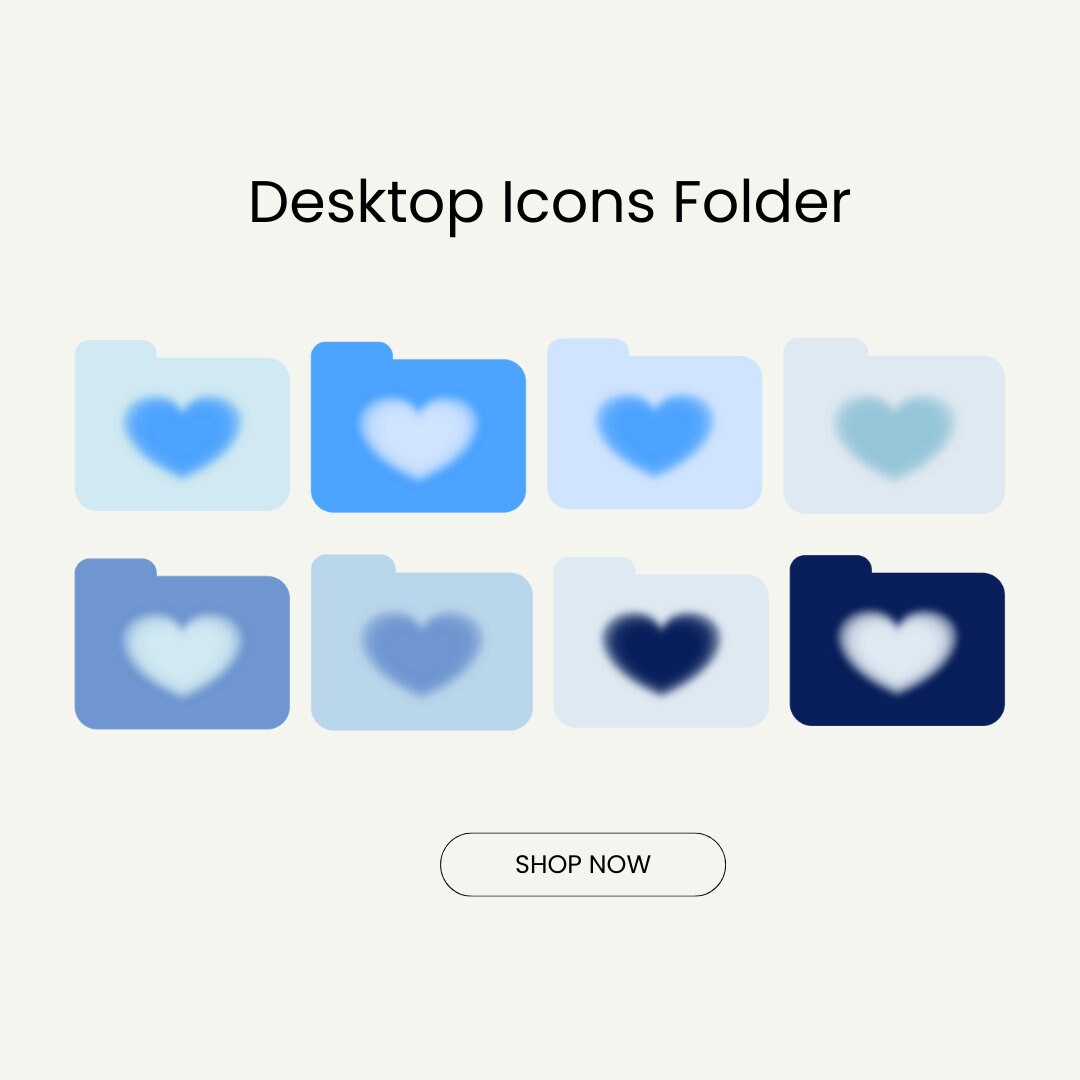 Desktop Folder Icons for Mac & Windows Aesthetic Organizing Icons, Blue ...