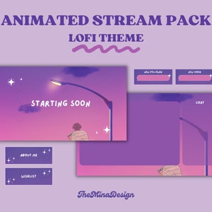 Lofi Animated & Static Stream Overlay Pack Twitch Screens Package Kawaii Cute Aesthetic Pink ...