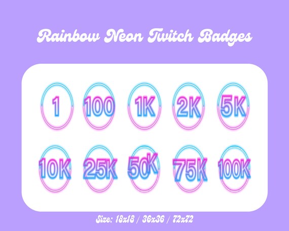 Gradient Neon Twitch Sub Badges Bit Badges Streamer Badges - Etsy