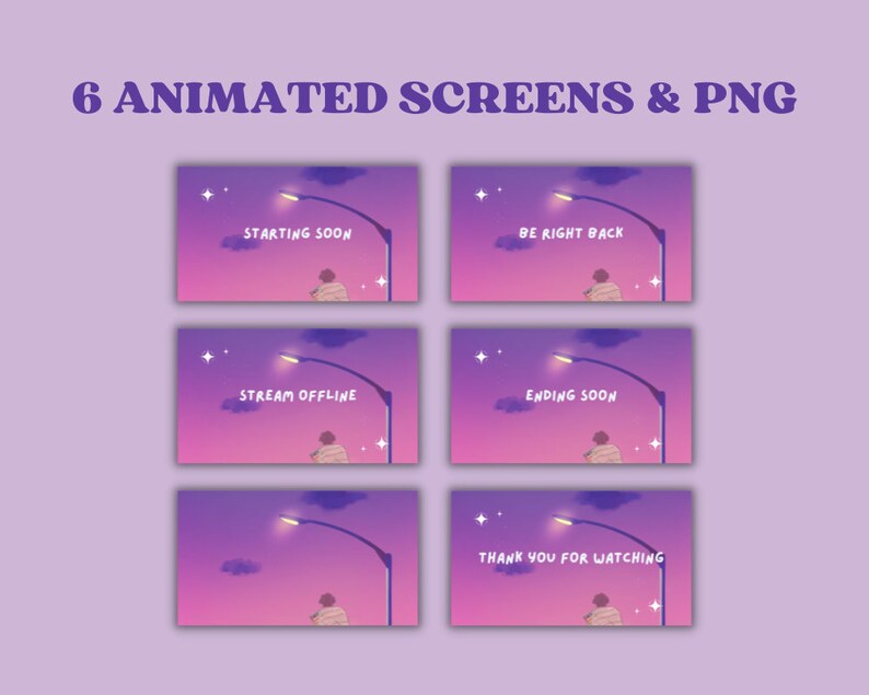 Lofi Animated & Static Stream Overlay Pack Twitch Screens - Etsy