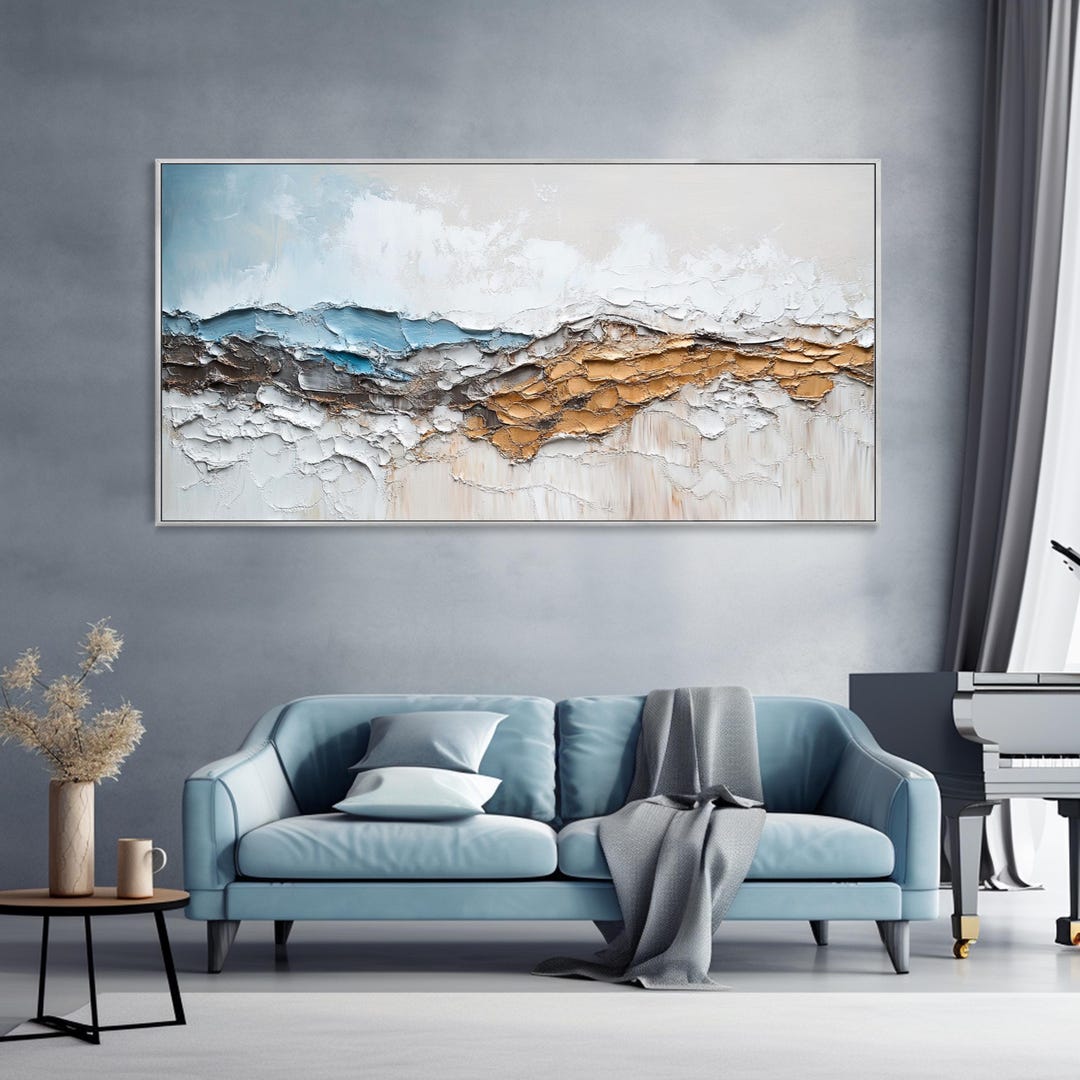 3D Minimalist Wave Texture Wall Art Hand Nature Seascape Canvas ...