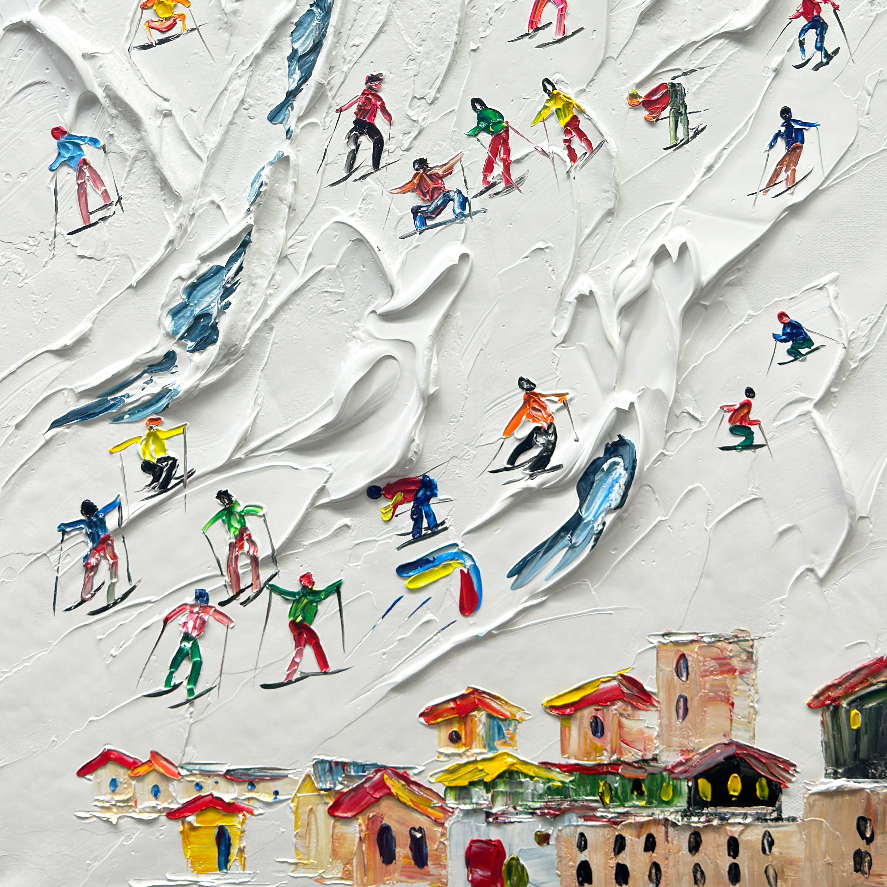 Texture Wall Art Original Ski Sport Painting on Canvas Custom Painting ...