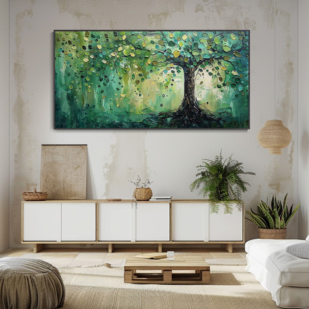 Large Tree of Life Canvas Oil Painting 3D Hand Palette Knife Art Spring ...