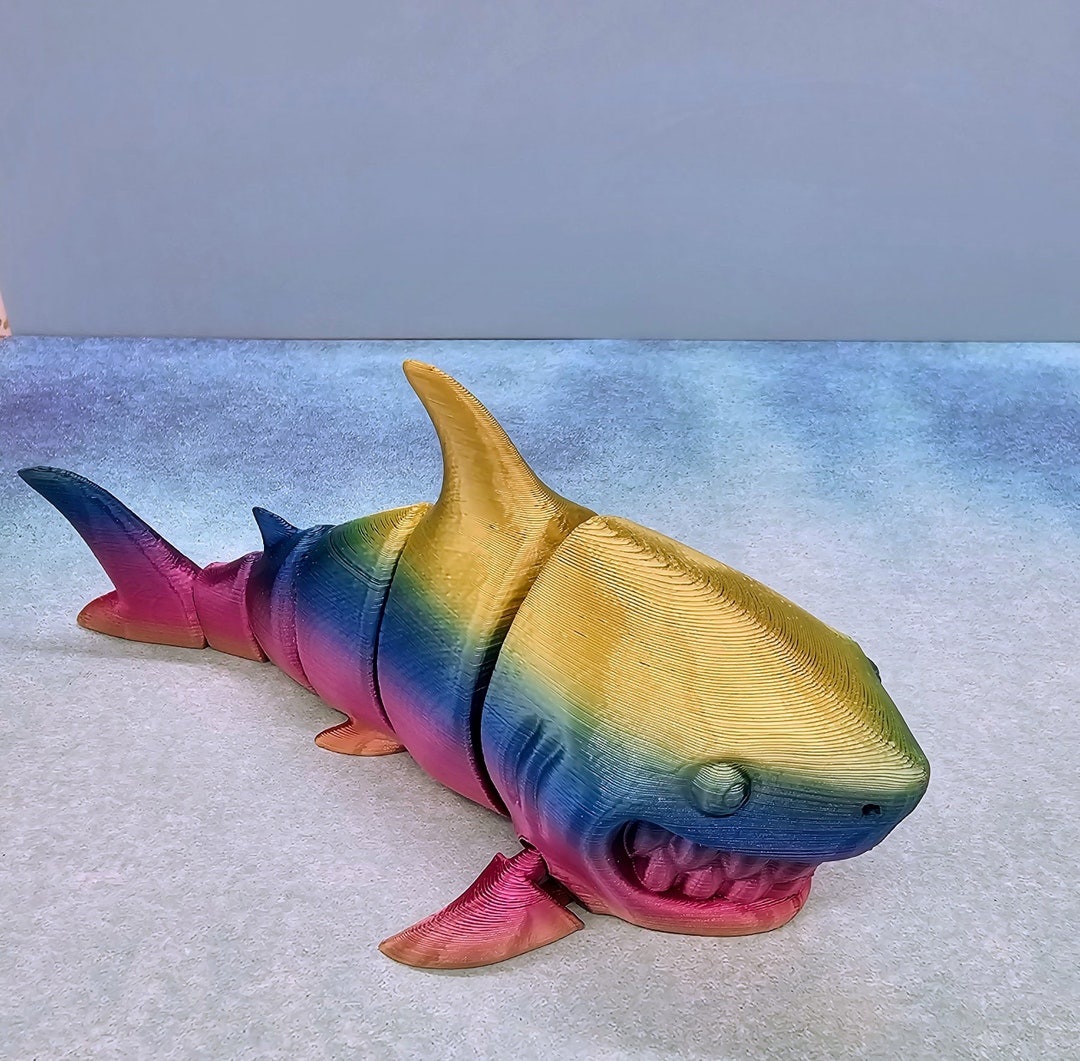 3d Printed Multi-color Shark, Fidget Toy - Etsy