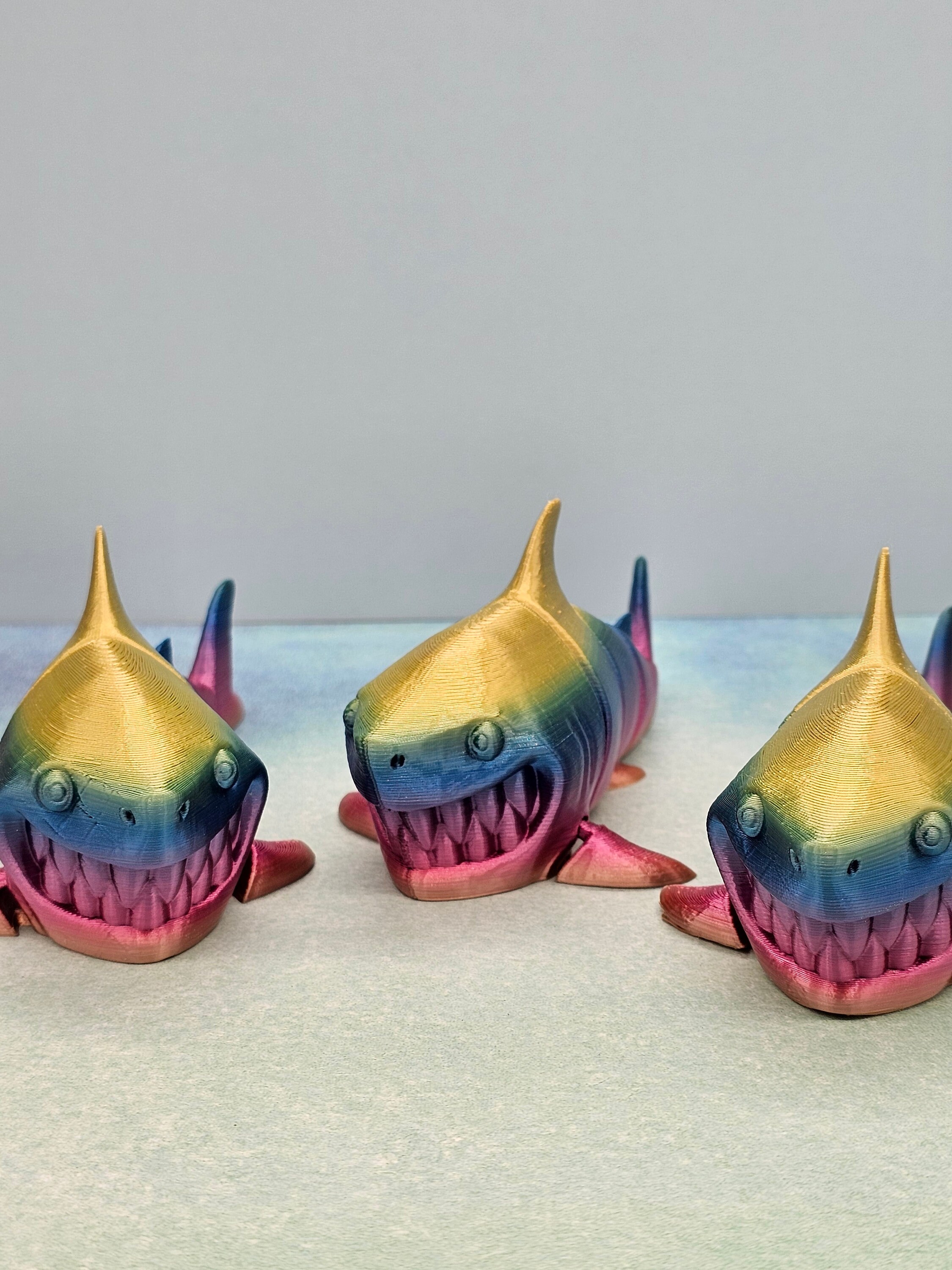 3d Printed Multi-color Shark Fidget Toy - Etsy