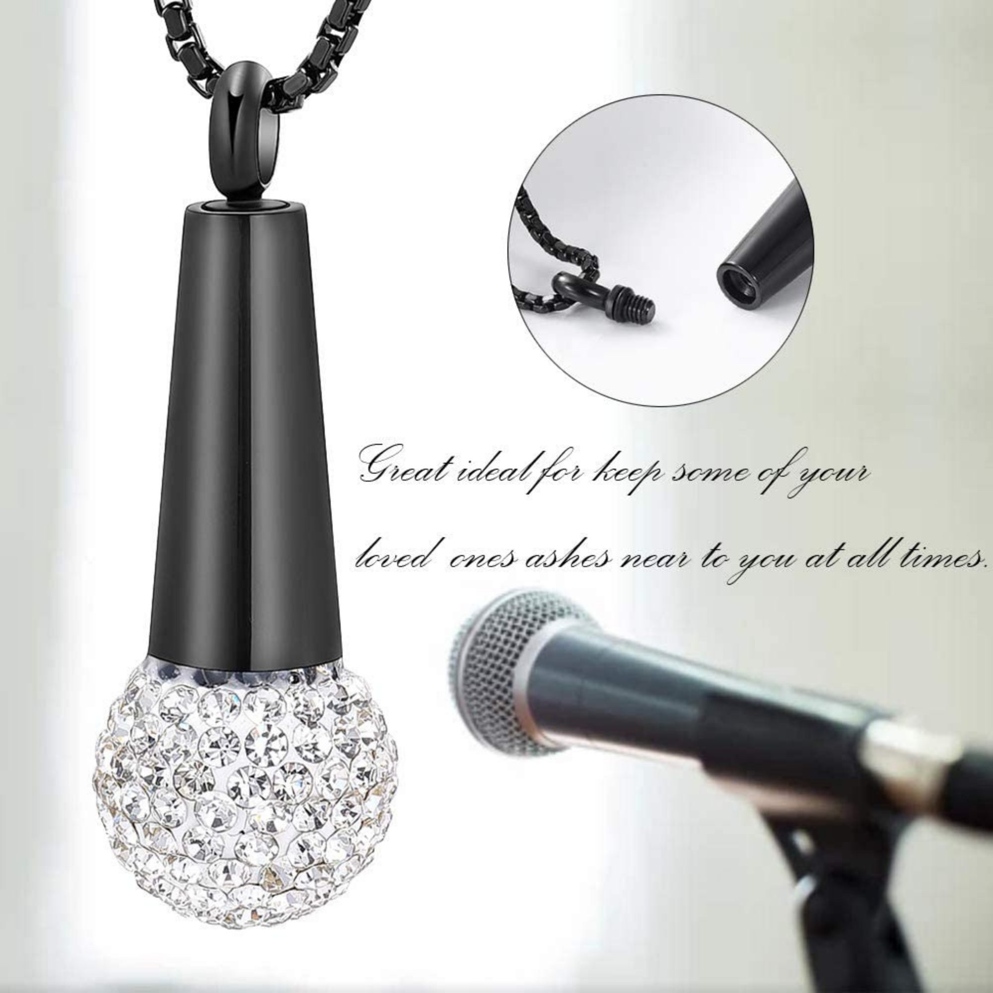 Microphone Urn Necklace Mic Necklace Microphone Necklace - Etsy